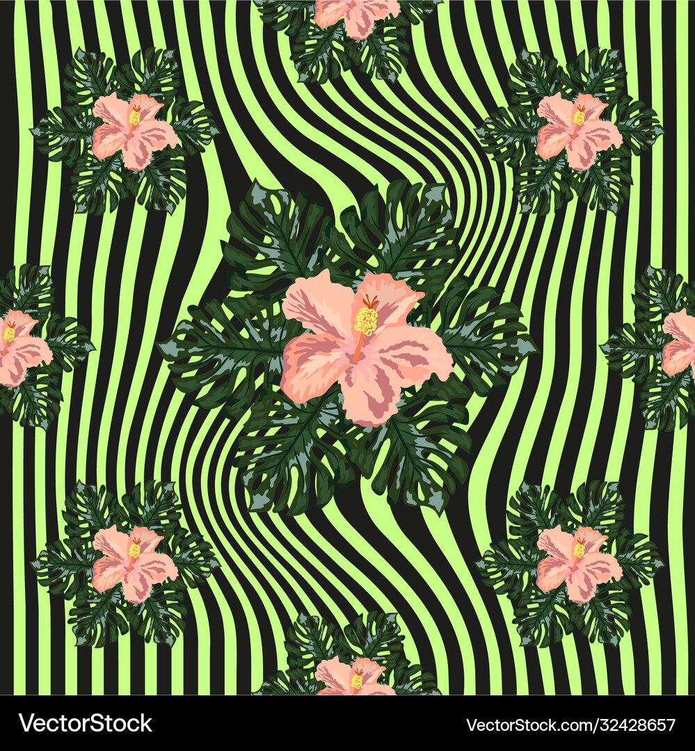 Hand draw tropical flowerblossom cluster seamless Vector Image
