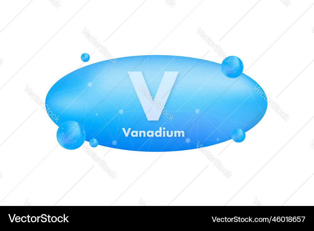 Mineral v vanadium blue shining pill capsule icon Vector Image