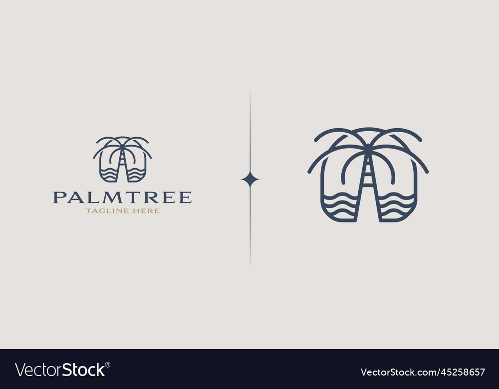 Palm tree monoline universal creative premium Vector Image