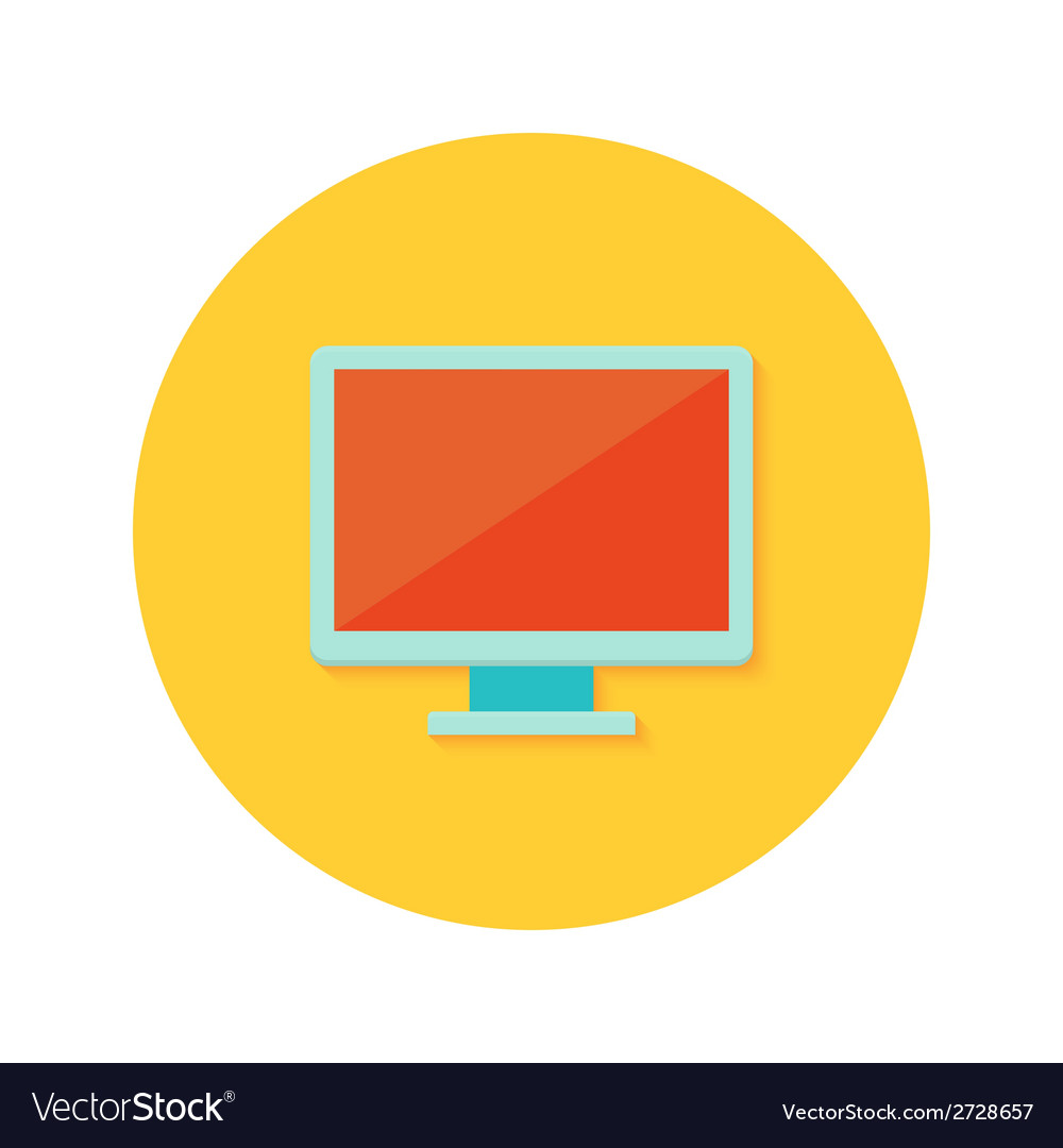 Pc display icon over orange Royalty Free Vector Image