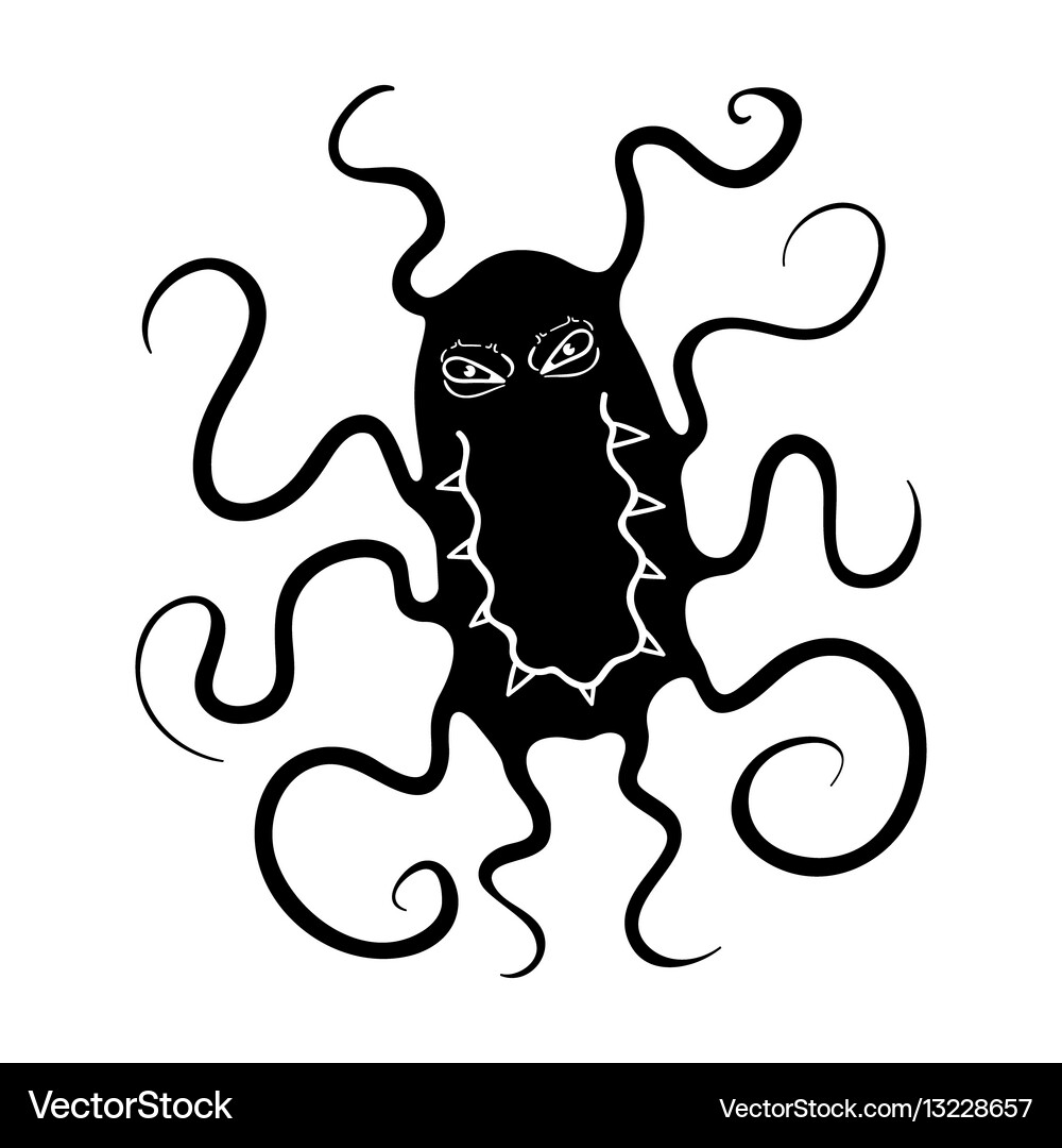 Red virus icon in black style isolated on white Vector Image