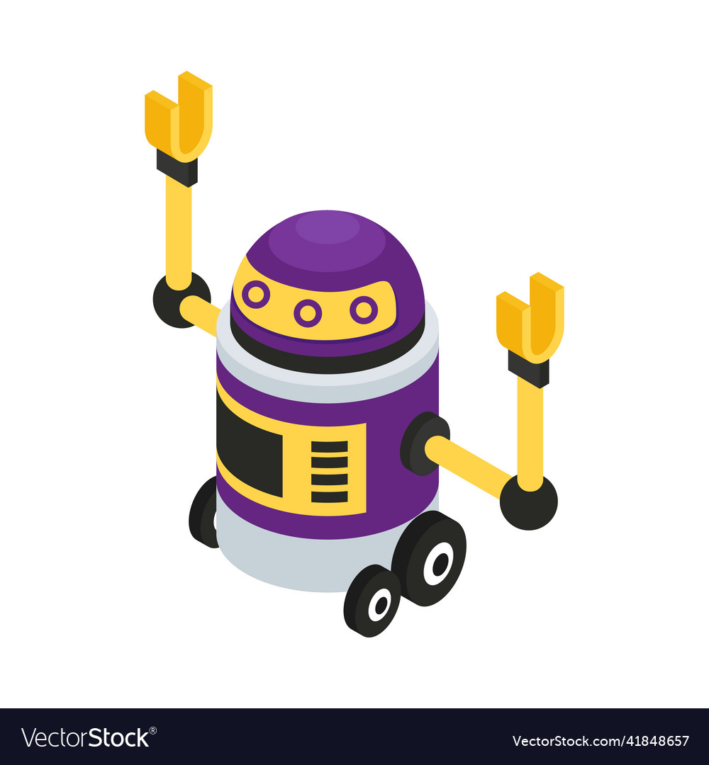 Robot helper isometric composition Royalty Free Vector Image