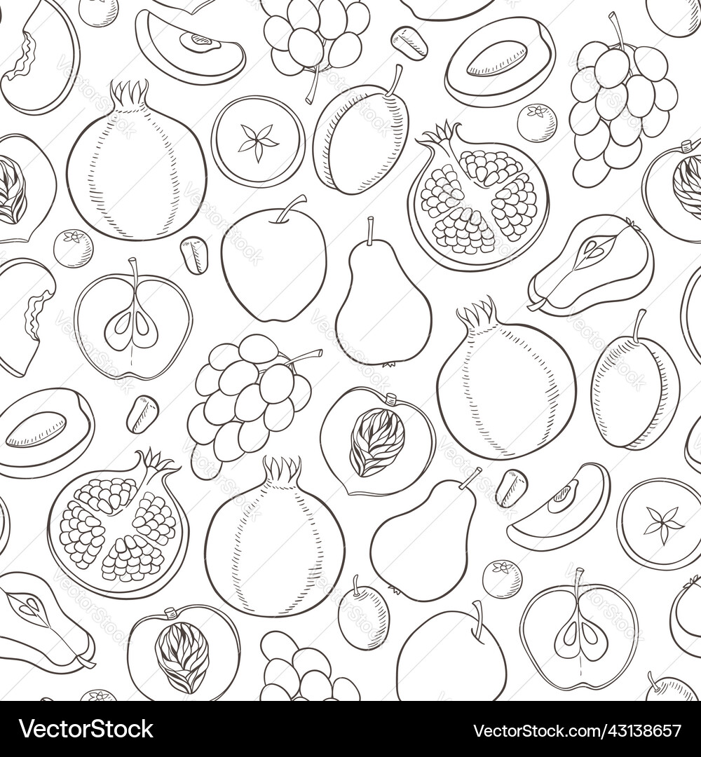 Seamless pattern with ripe juicy fruits Royalty Free Vector