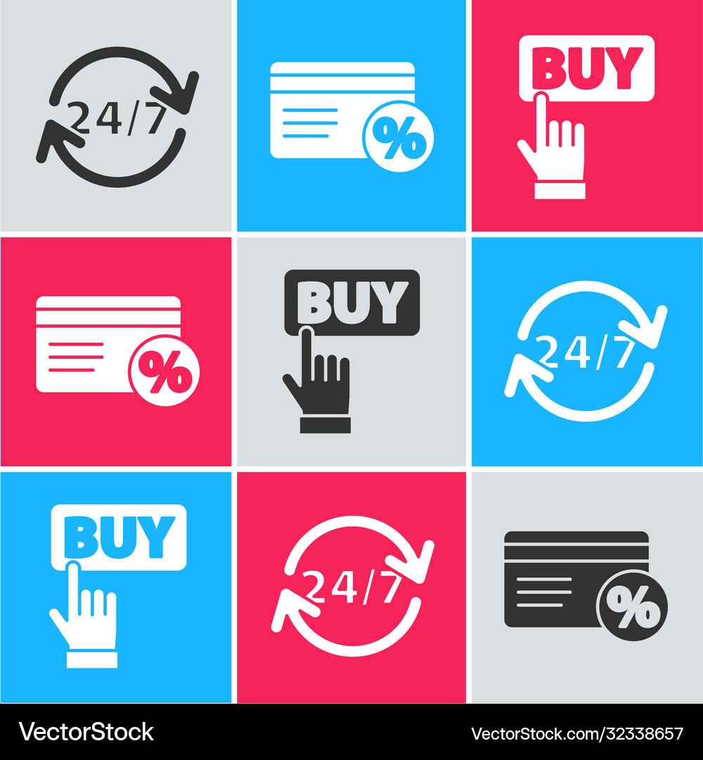 Set clock 24 hours discount card with percent Vector Image