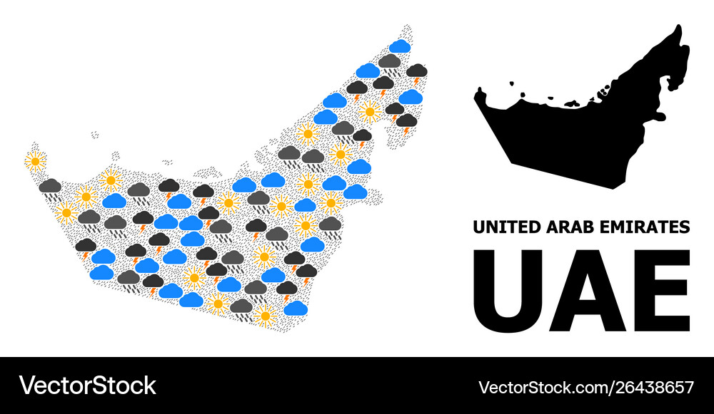 Weather collage map united arab emirates Vector Image