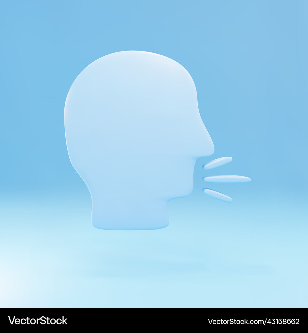 3d blue man shout icon isolated on blue Royalty Free Vector