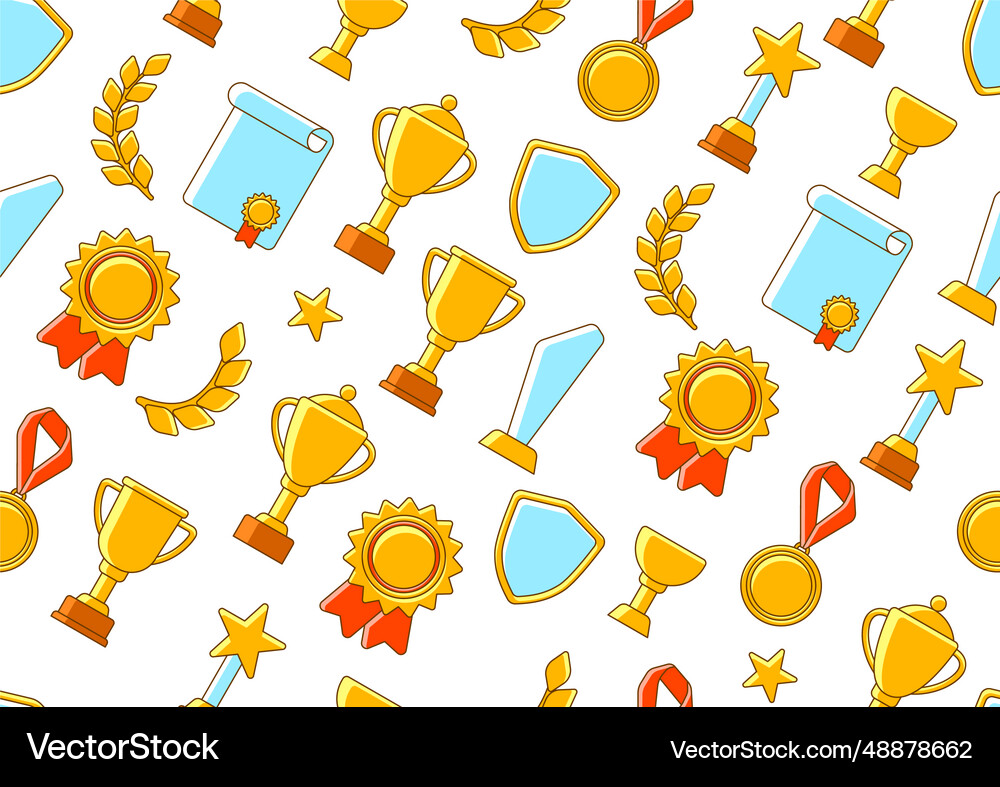 Awards and trophy pattern reward items for sports Vector Image