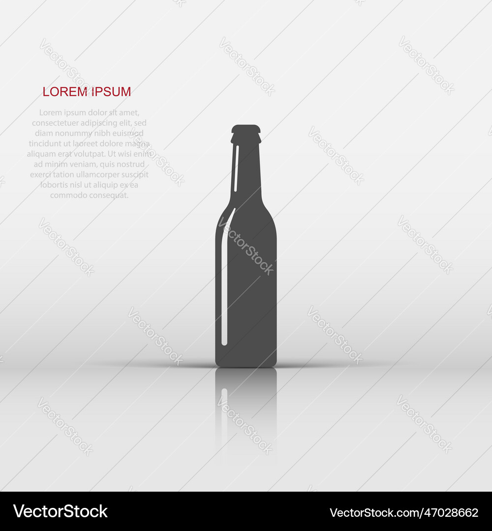 Beer bottle icon in flat style alcohol bottle Vector Image