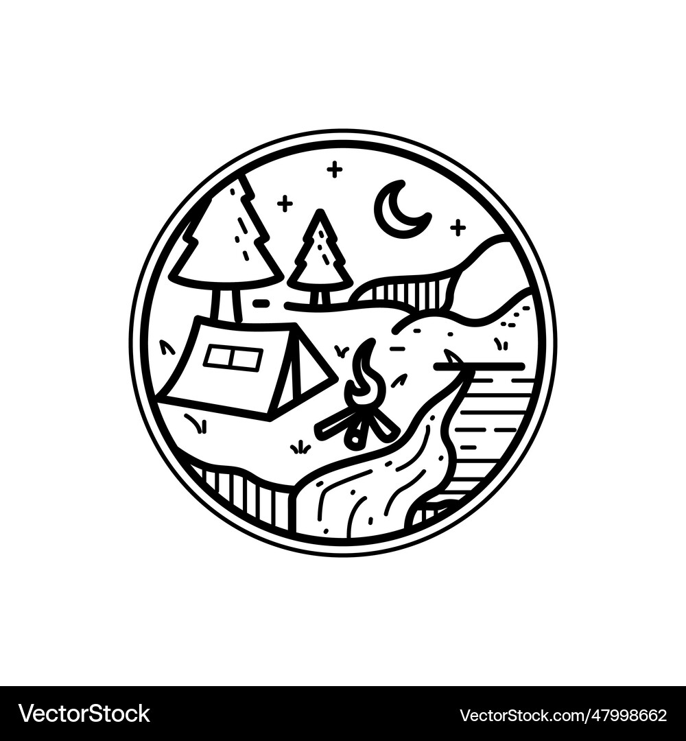 Campfire monoline or line art style isolated Vector Image