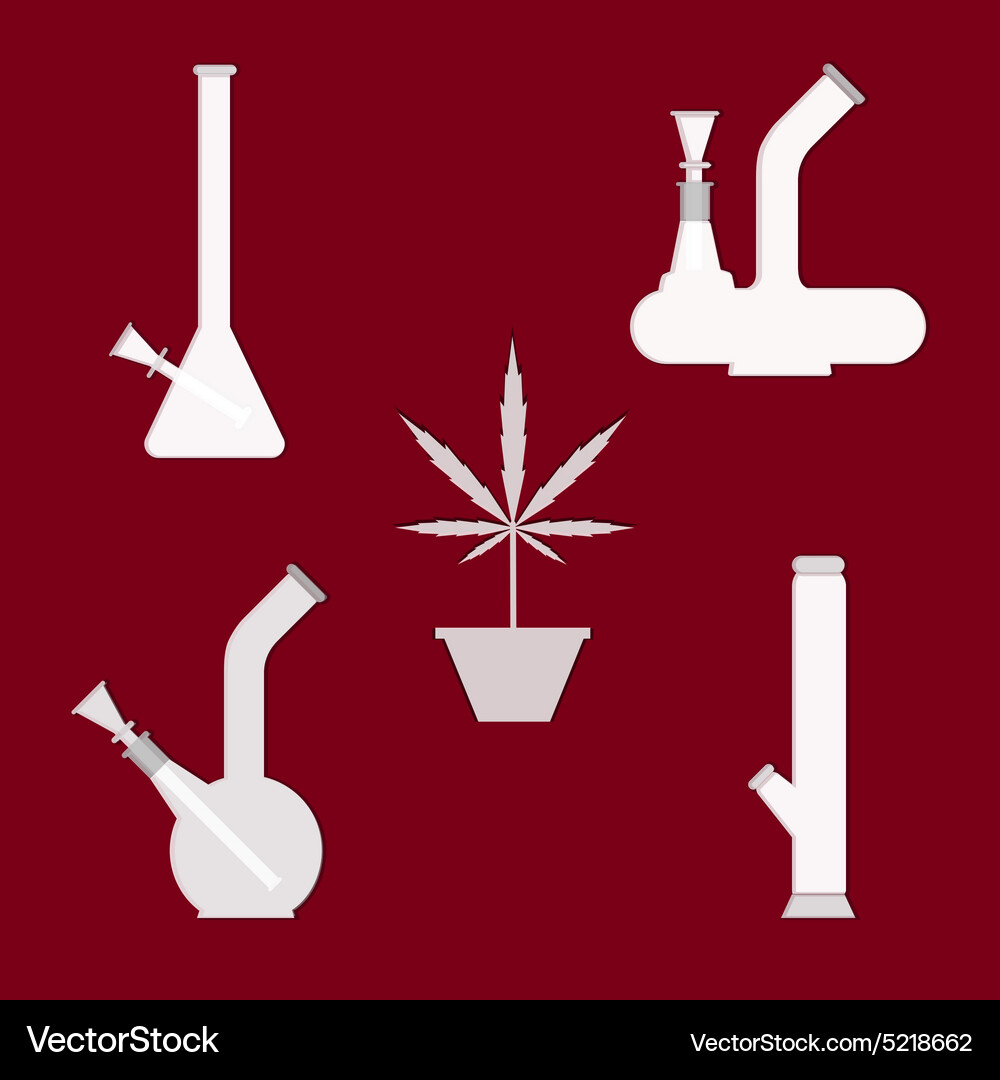 Cannabis Bongs and Plants Royalty Free Vector Image