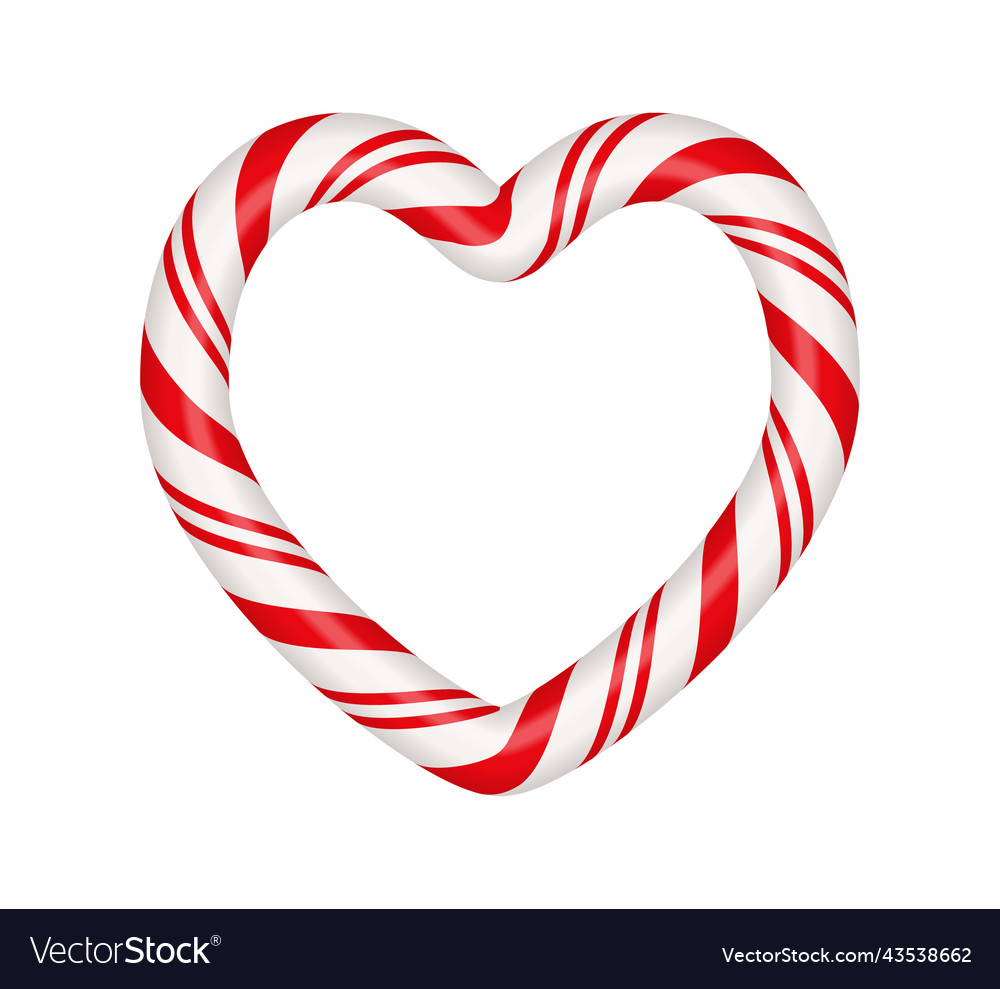 Christmas candy cane heart frame with red Vector Image