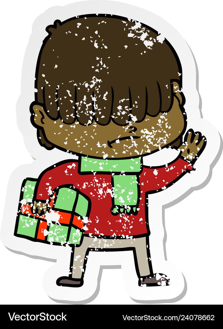 Distressed sticker a cartoon boy with untidy Vector Image
