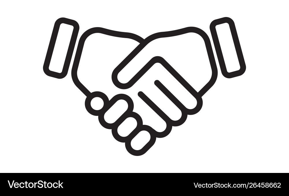 Hand shake line icon business handshake Royalty Free Vector