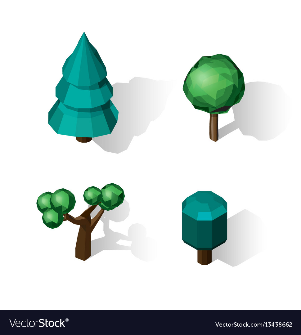 Isometric tree set landscape constructor Vector Image