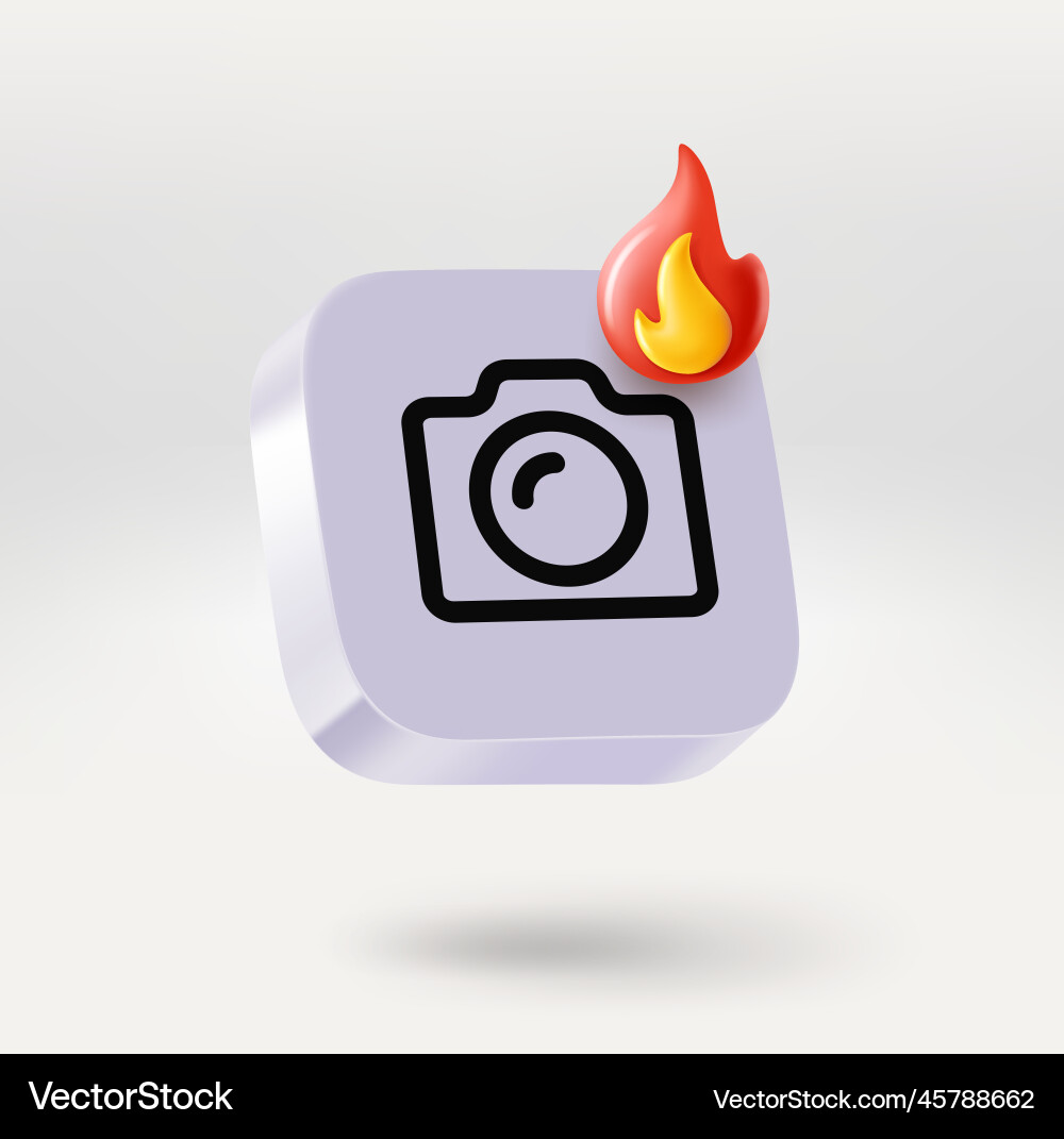 Mobile app icon with camera and flame sign place Vector Image