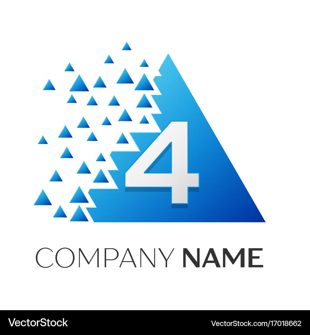 Number four logo in the colorful triangle Vector Image