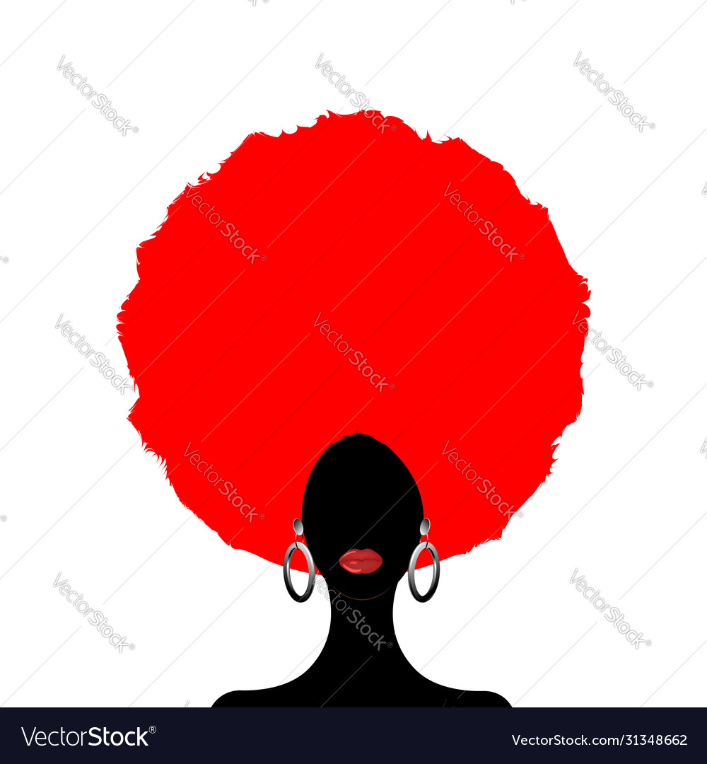 Portrait African Woman Silhouette Afro Curly Hair Vector Image