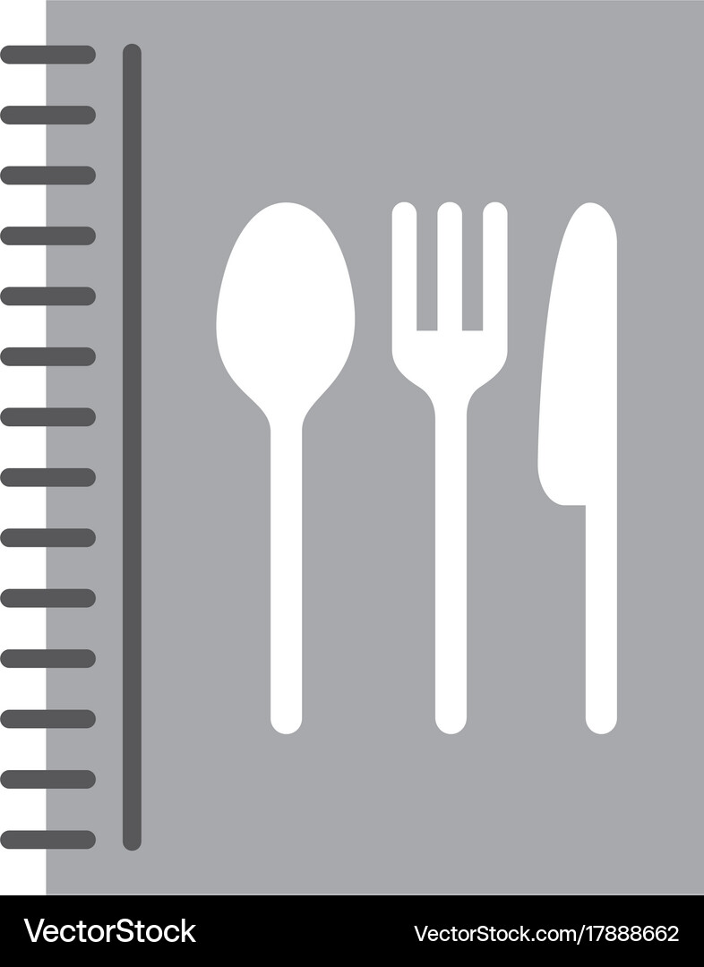 Recipe book with cutlery kitchen Royalty Free Vector Image
