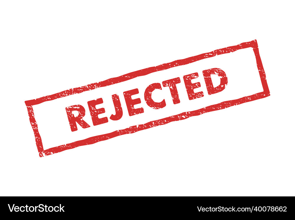 Red grunge square with word rejected rubber Vector Image