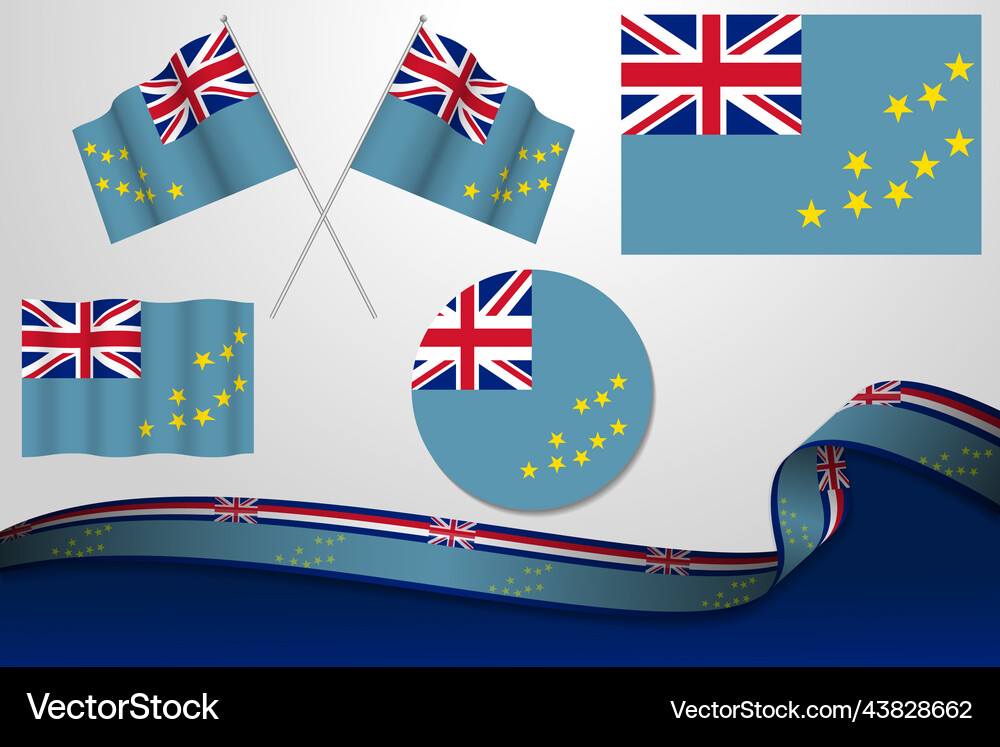 Set of tuvalu flags in different designs Vector Image