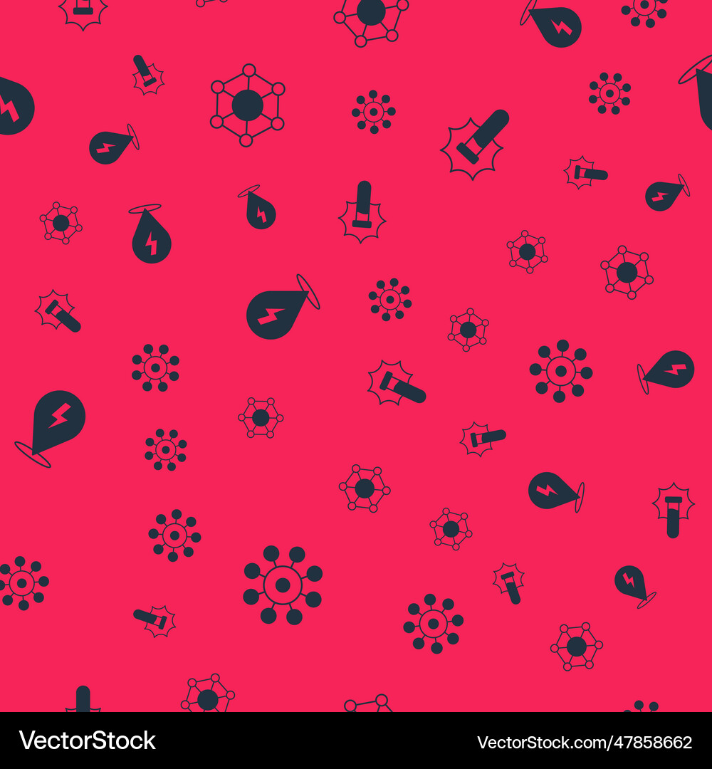 Set virus molecule lightning bolt and explosion Vector Image