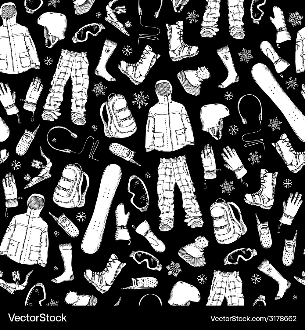 Snowboard clothing and kit Royalty Free Vector Image