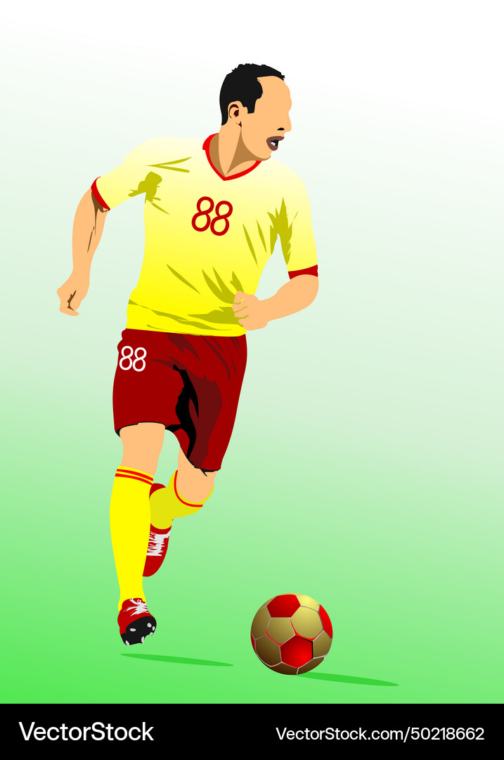 Soccer player poster color 3d Royalty Free Vector Image
