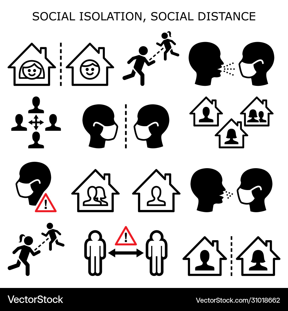 Social isolation distance icons Royalty Free Vector Image