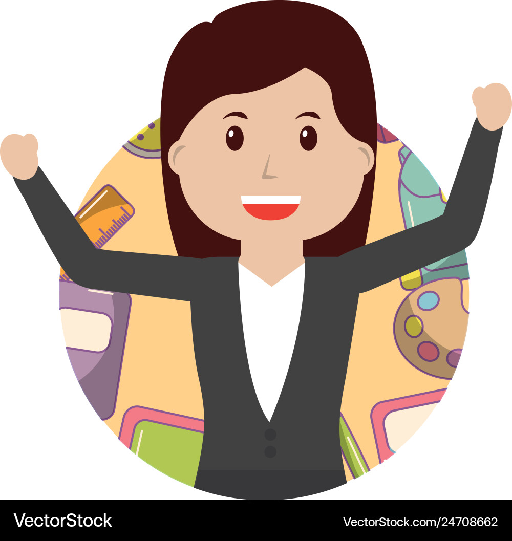 Teacher woman avatar character Royalty Free Vector Image