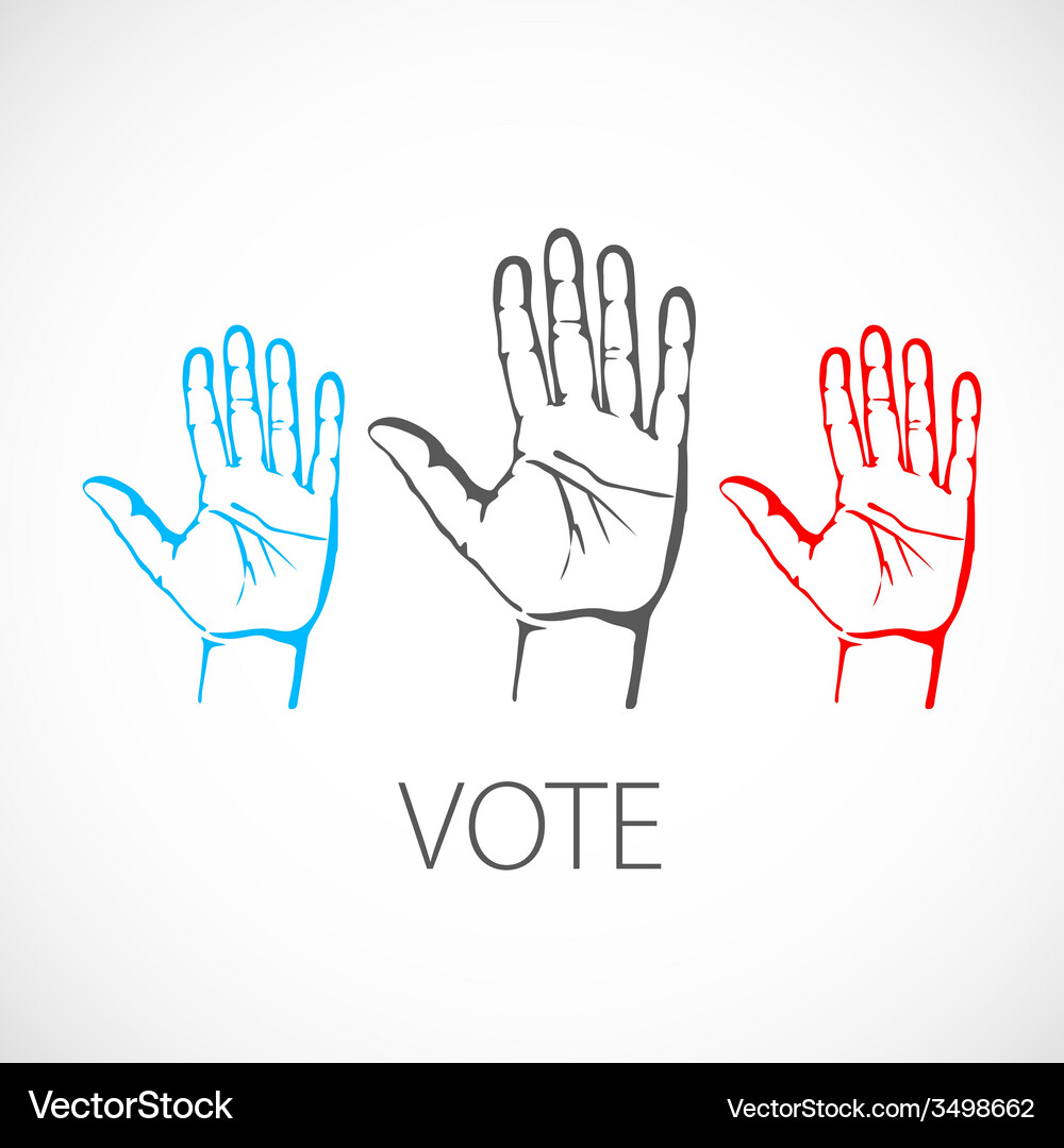Warm colorful up hands logo vote Royalty Free Vector Image