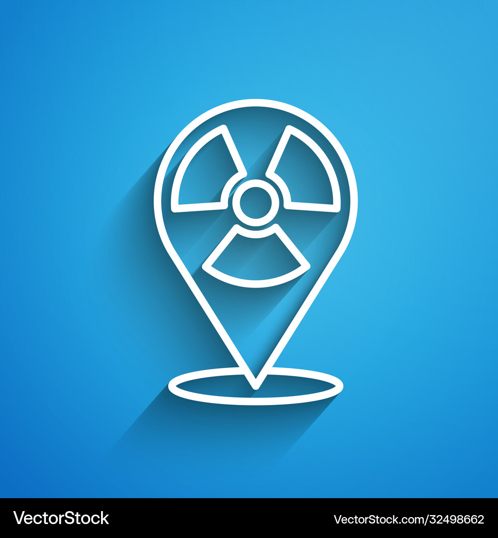 White line radioactive in location icon isolated Vector Image