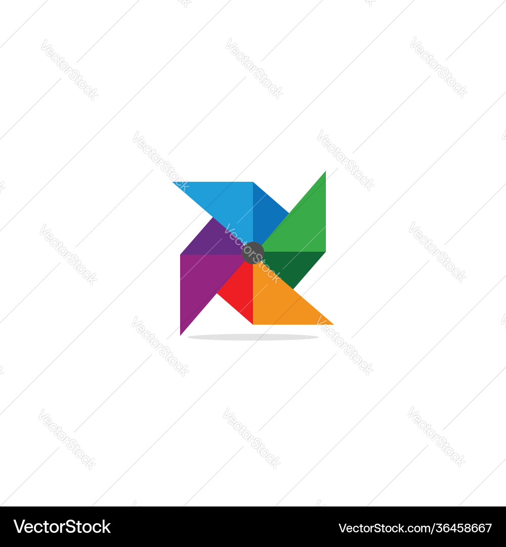 Circle paper fan colorful logo Royalty Free Vector Image