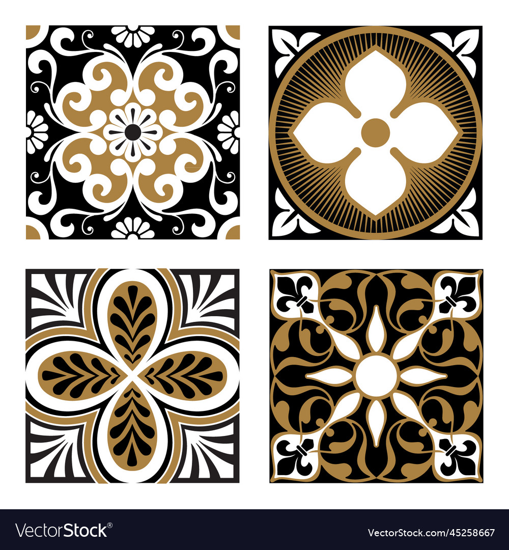 Collection of vintage ornamental tile patterns Vector Image