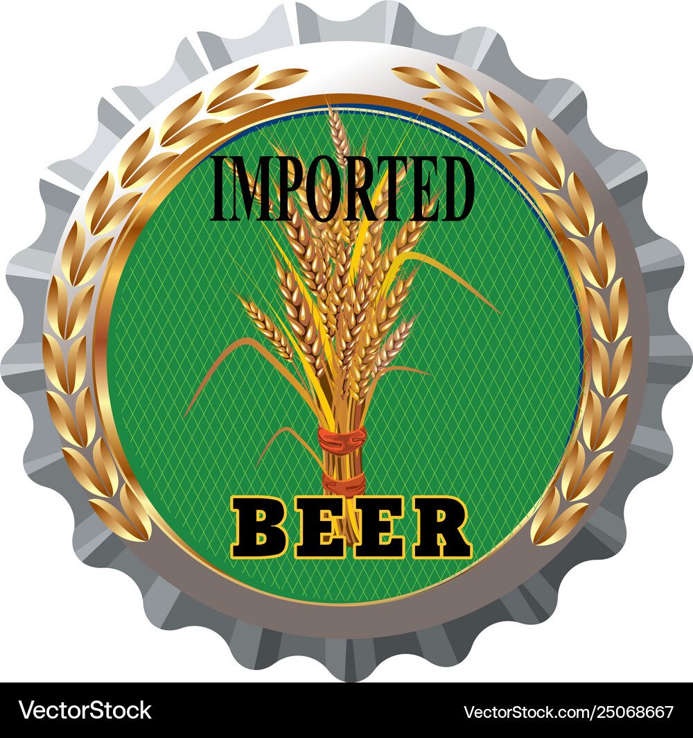 Crown beer caps with various symbol images Vector Image