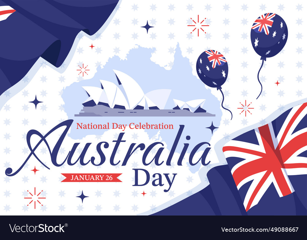 Happy australia day on 26 january with map Vector Image