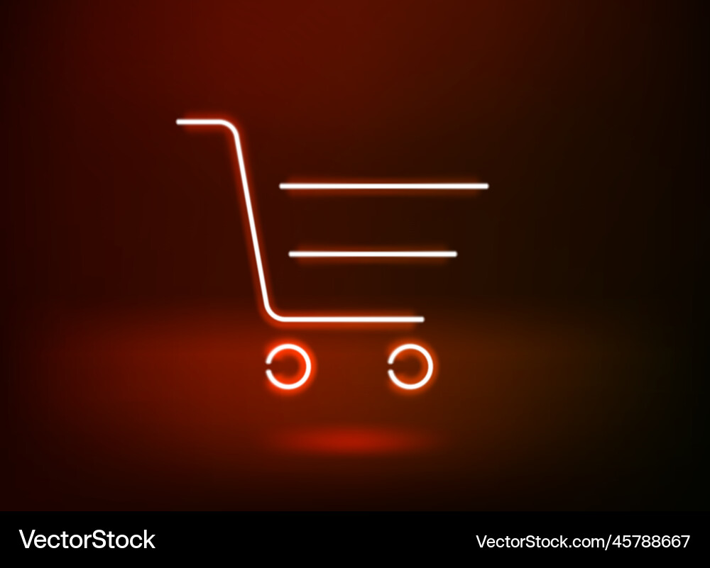 Neon glowing shopping cart icon 3d Royalty Free Vector Image