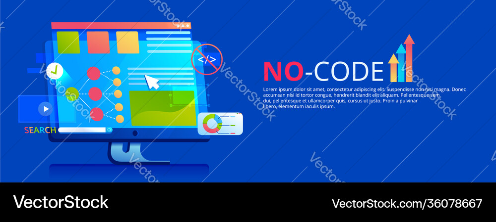 No code banner concept Royalty Free Vector Image