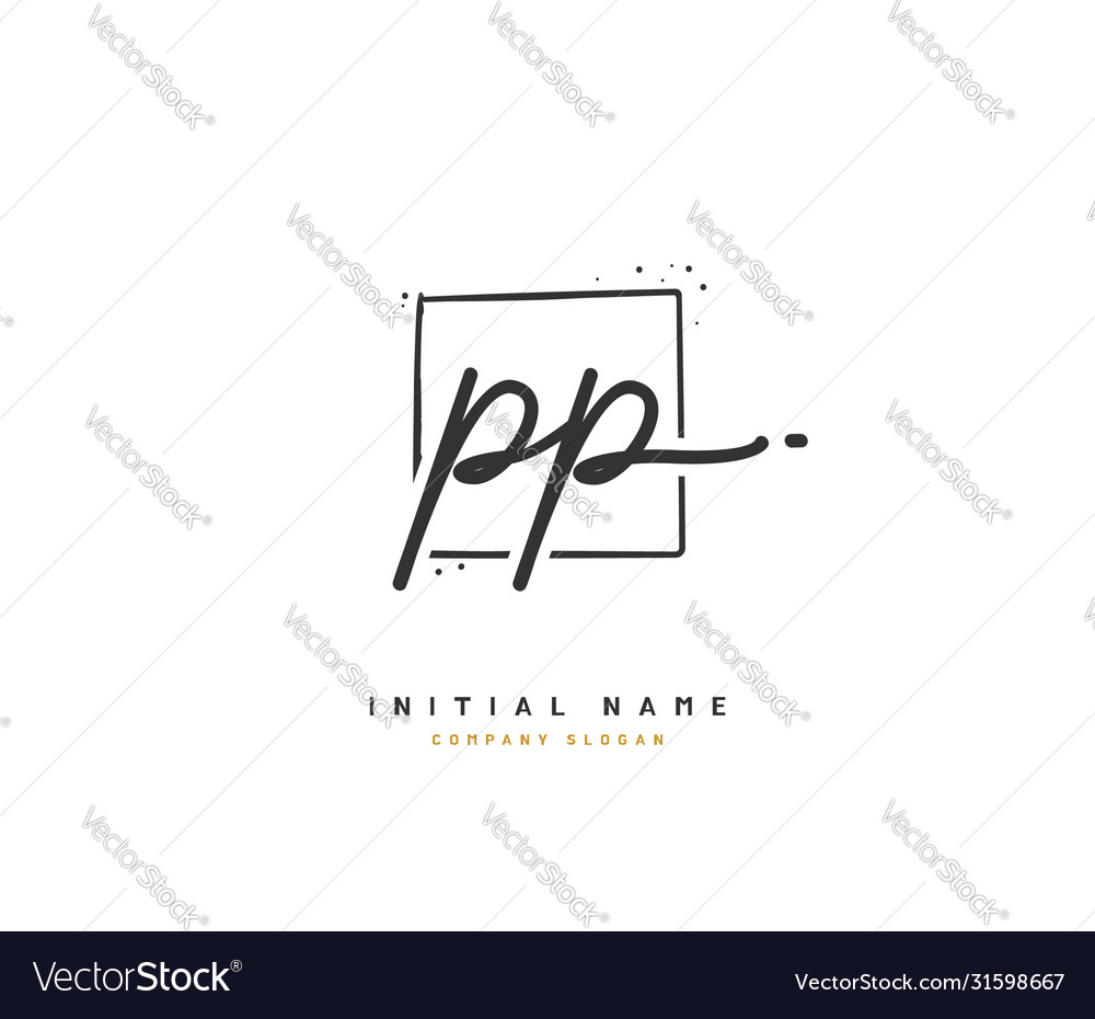 P pp beauty initial logo handwriting Royalty Free Vector