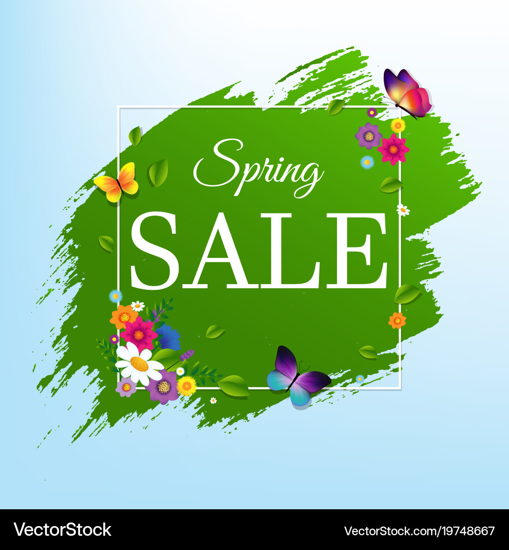 Sale banner with flower Royalty Free Vector Image