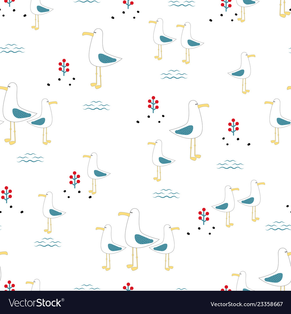 Seamless pattern seagulls Royalty Free Vector Image