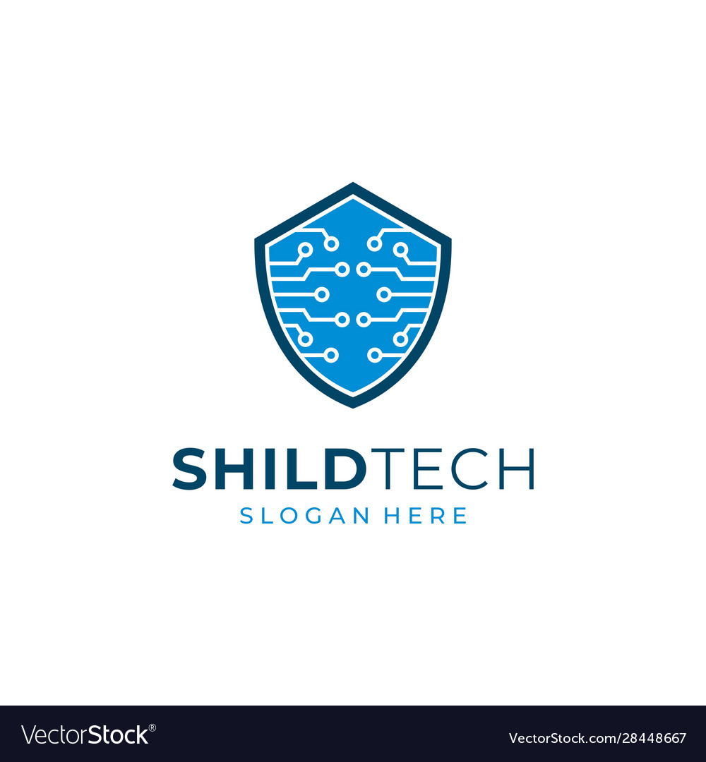 Shield tech logo design Royalty Free Vector Image