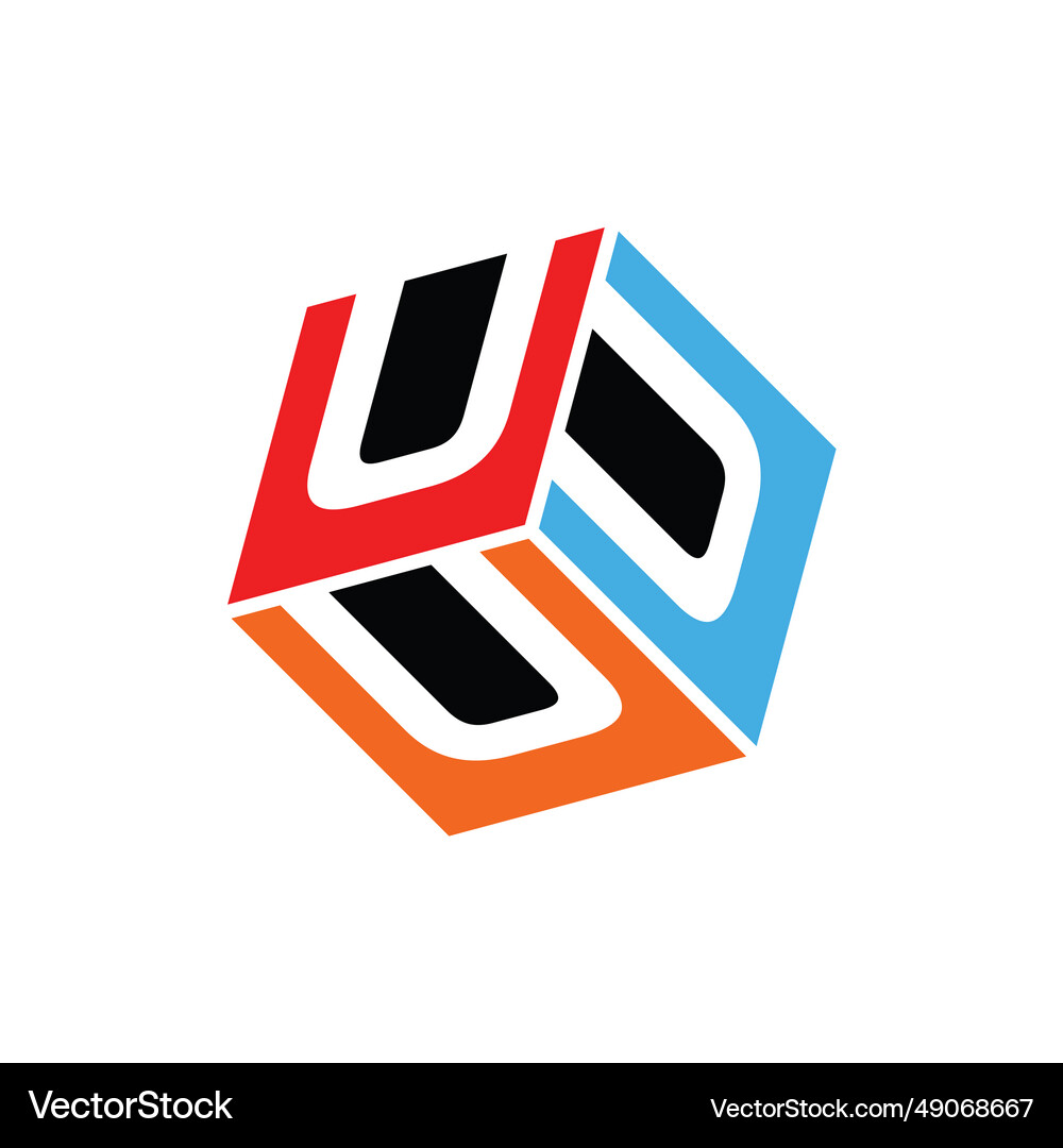 Triple letter u cube modern template for logo Vector Image