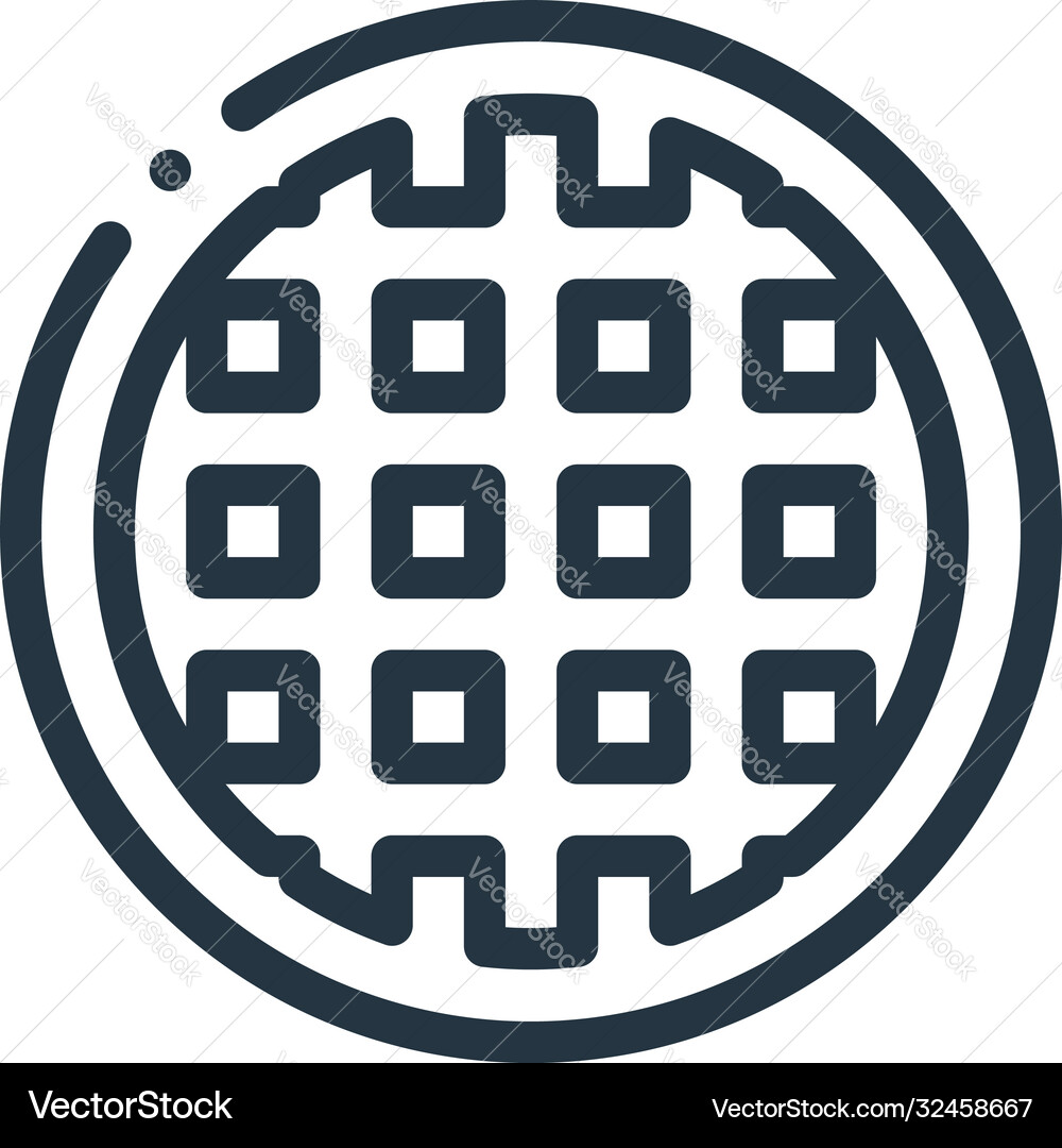 Waffle icon isolated on white background outline Vector Image