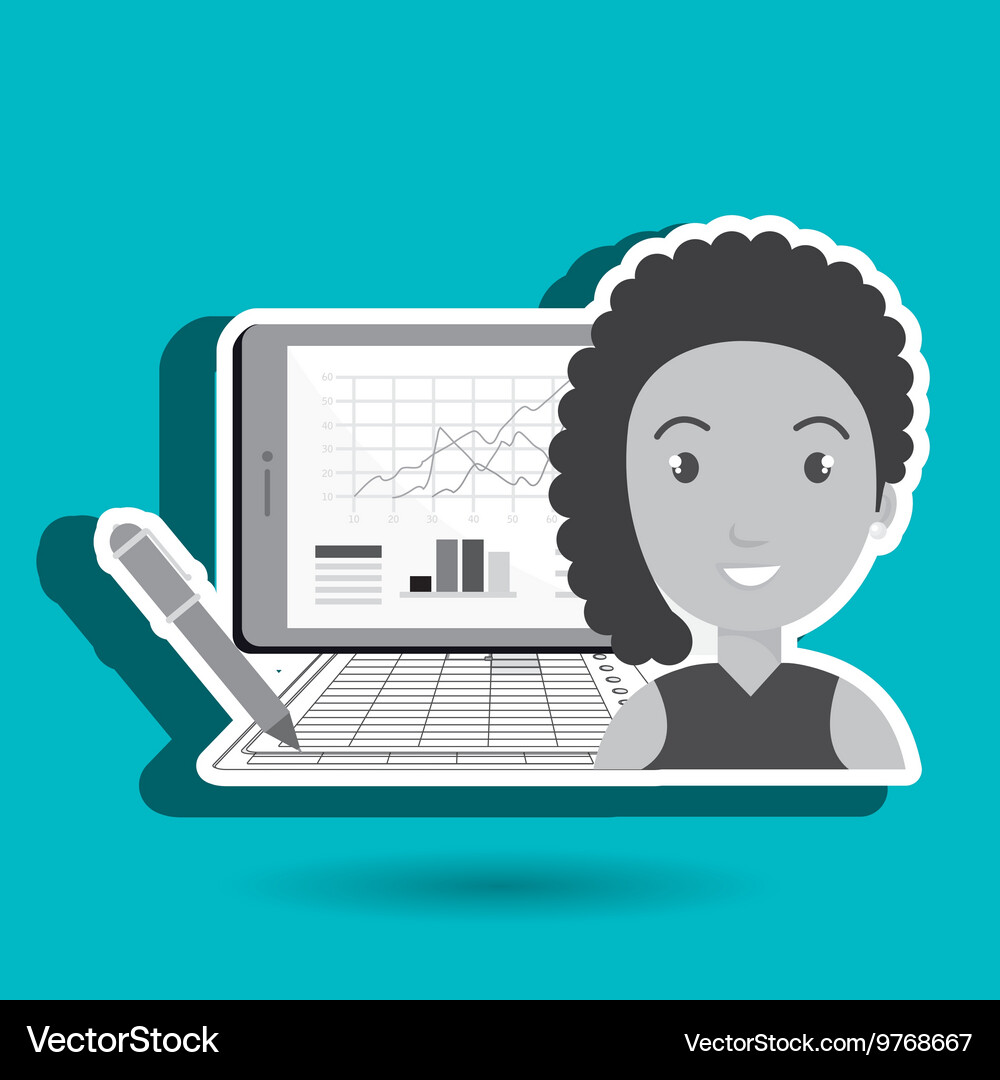 Woman with pc isolated icon design Royalty Free Vector Image