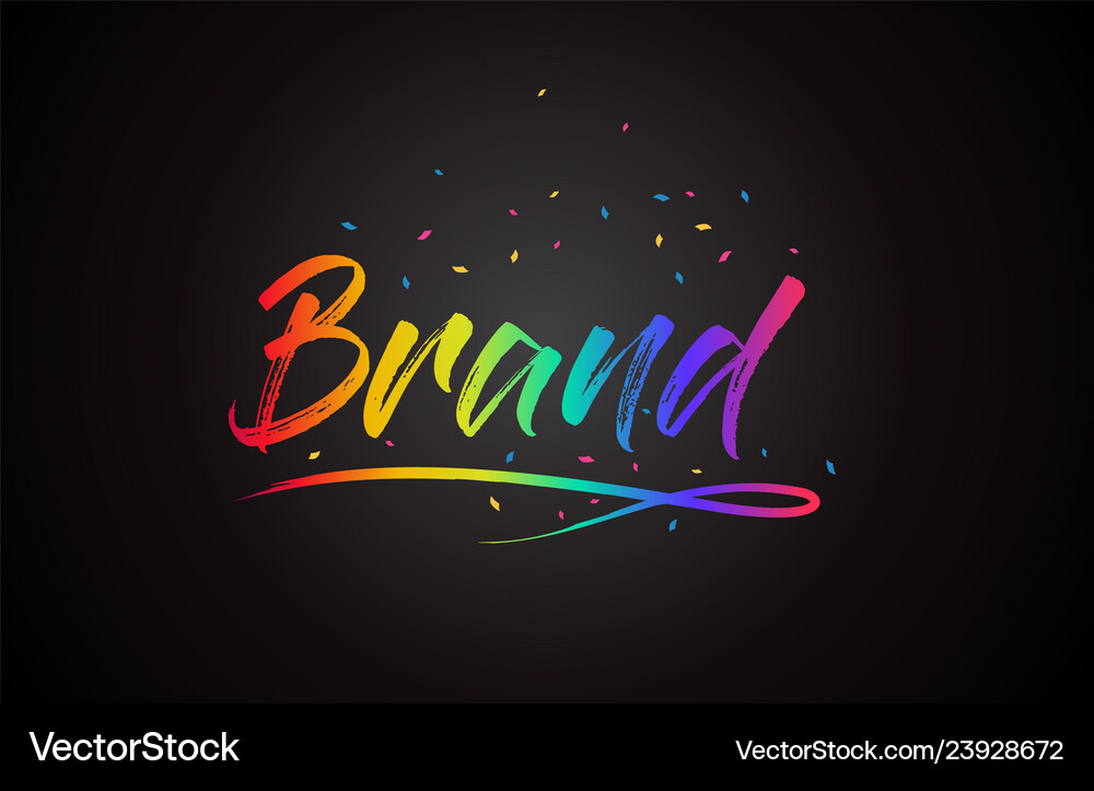 Brand word text with handwritten rainbow vibrant Vector Image
