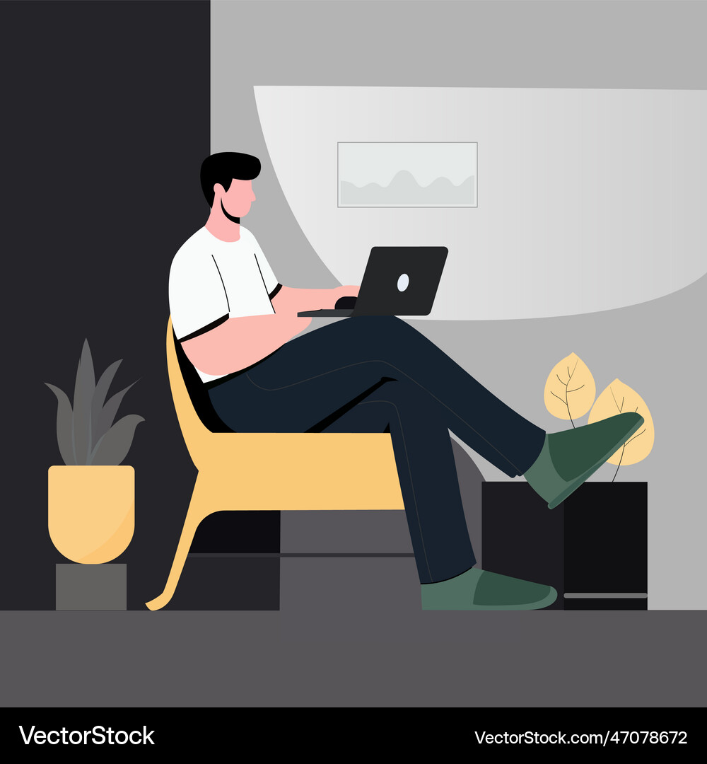 Businessman working on his laptop Royalty Free Vector Image