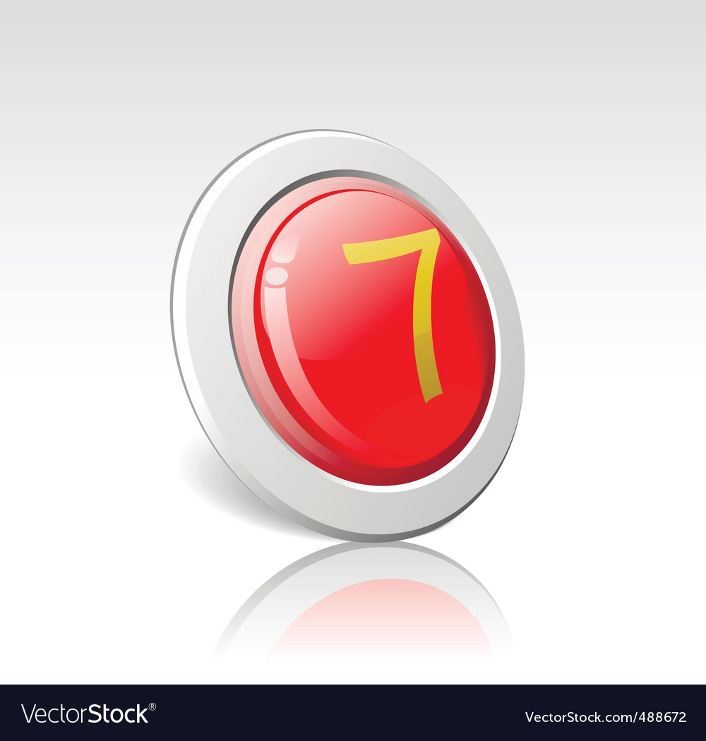 Button with number 7 Royalty Free Vector Image