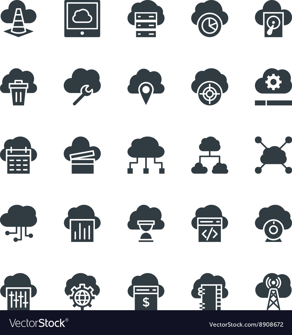 Cloud computing cool icons 2 Royalty Free Vector Image