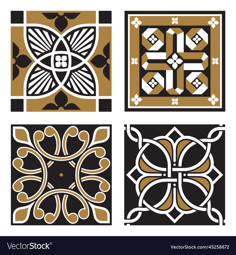 Collection of vintage ornamental tile patterns Vector Image