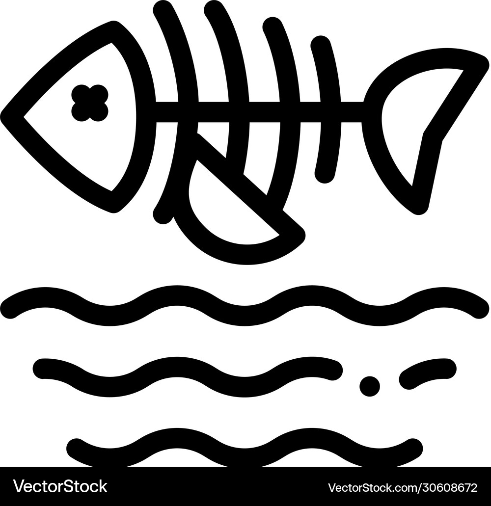 Death fish in water icon outline Royalty Free Vector Image